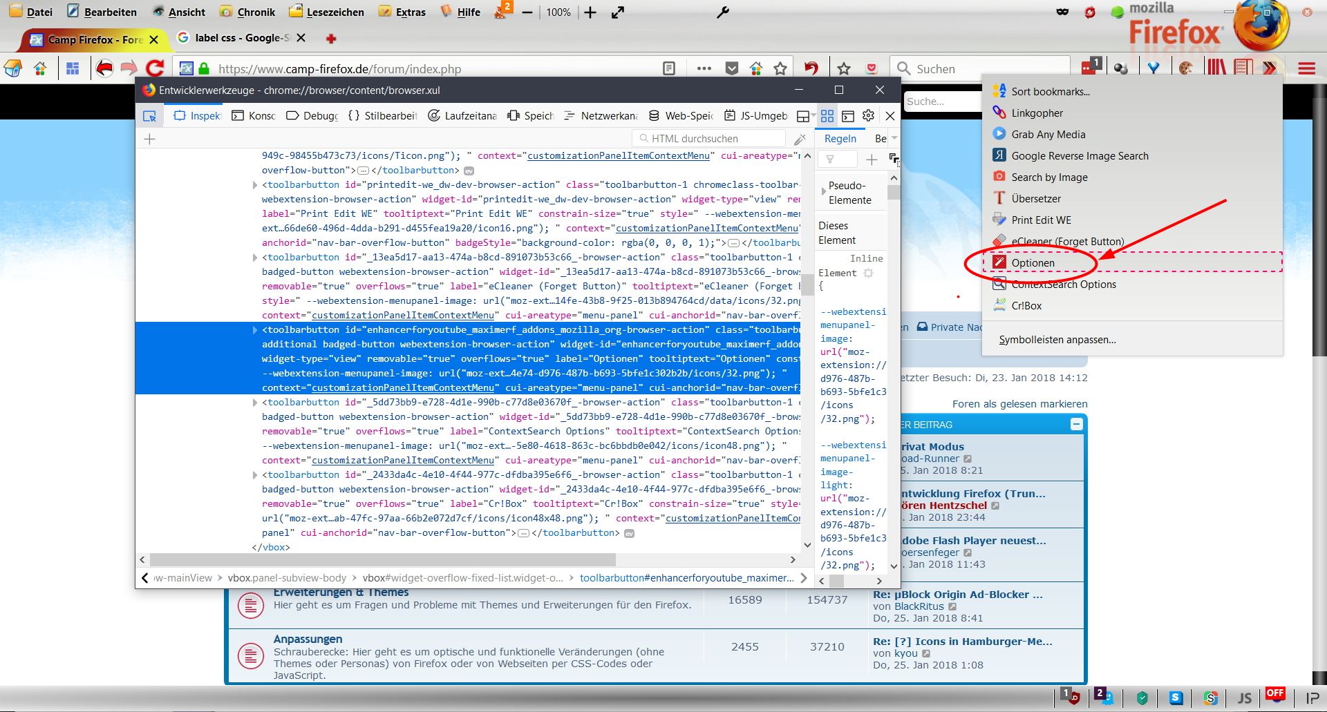Eintrag im Überhangmenü umbenennen - Individuelle Anpassungen - camp ...