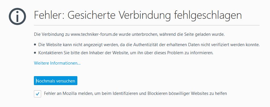 Fehler: Gesicherte Verbindung fehlgeschlagen - Firefox Allgemein - camp ...